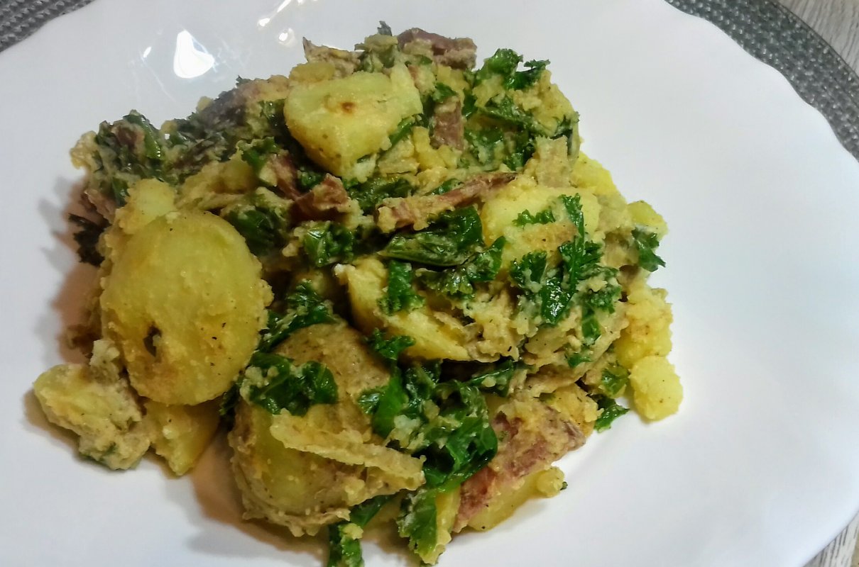 Duszonki z jarmużem